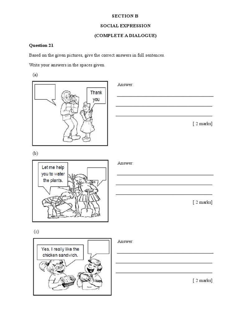 Social Expressions Worksheet Guide | PDF