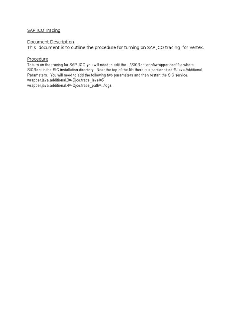 Sap Jco Tracing | PDF