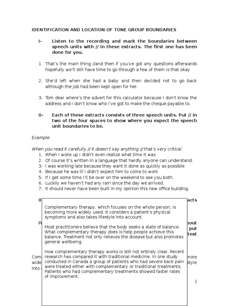 Identification and Location of Tone Group Boundaries | PDF ...