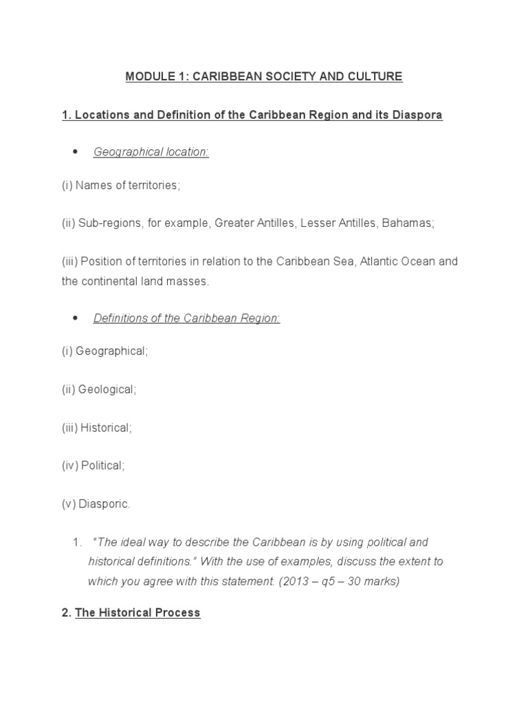 An Analysis of the Key Factors That Have Shaped Caribbean Society and ...