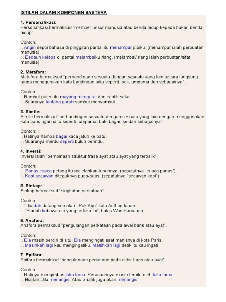 Istilah Dalam Komponen Sastera | PDF