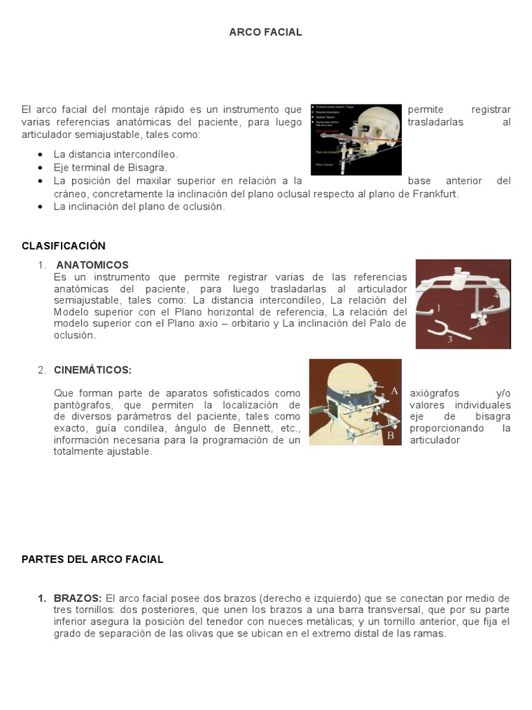 Tipos y Funciones del Arco Facial | PDF | Tornillo | Naturaleza