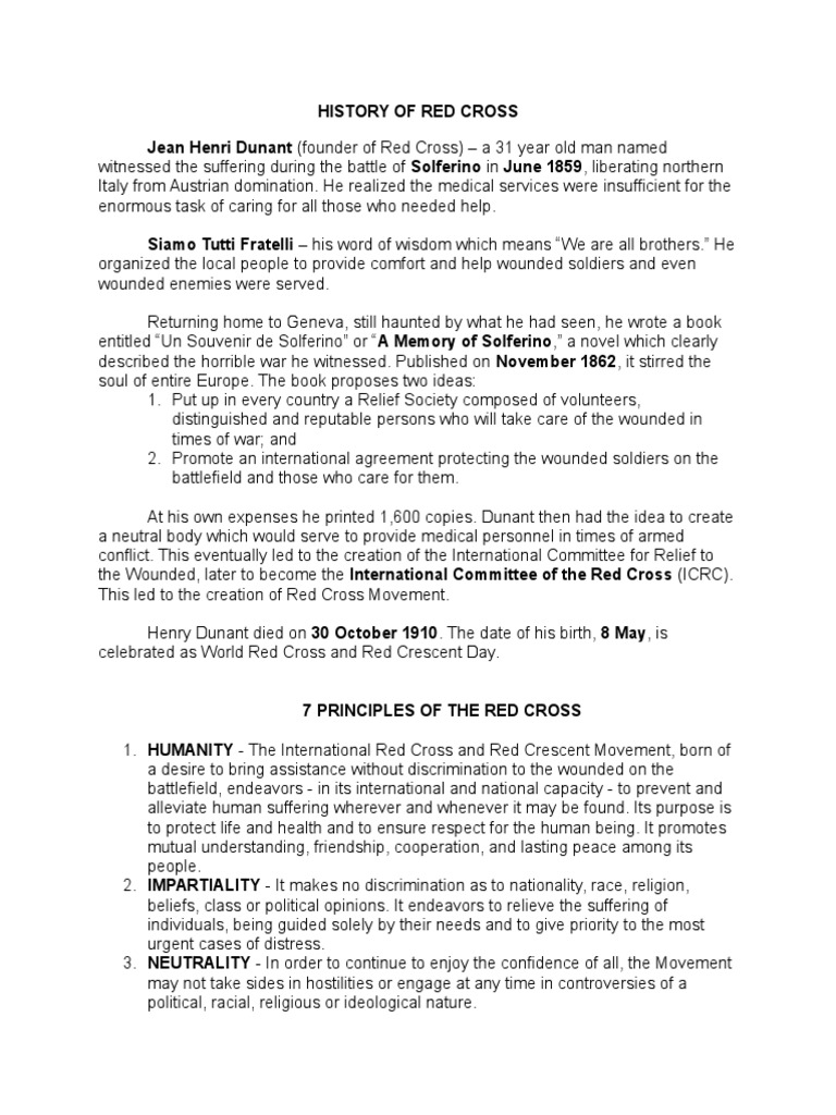 Lecture Red Cross | PDF | International Committee Of The Red Cross ...