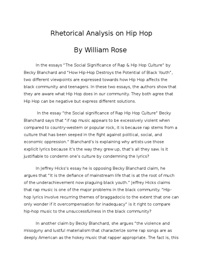 Rhetorical Analysis of Hip Hop Culture | PDF | Hip Hop | Hip Hop Music