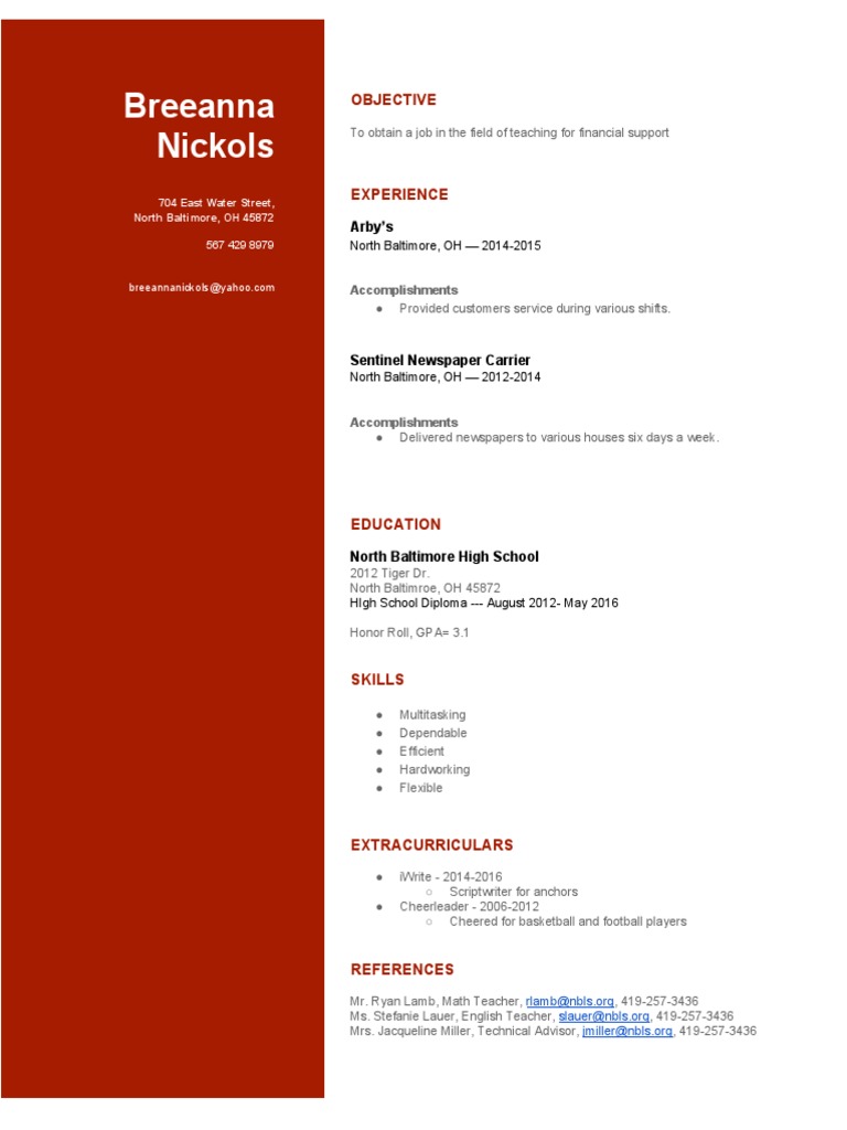 Teaching Job Application Resume | PDF