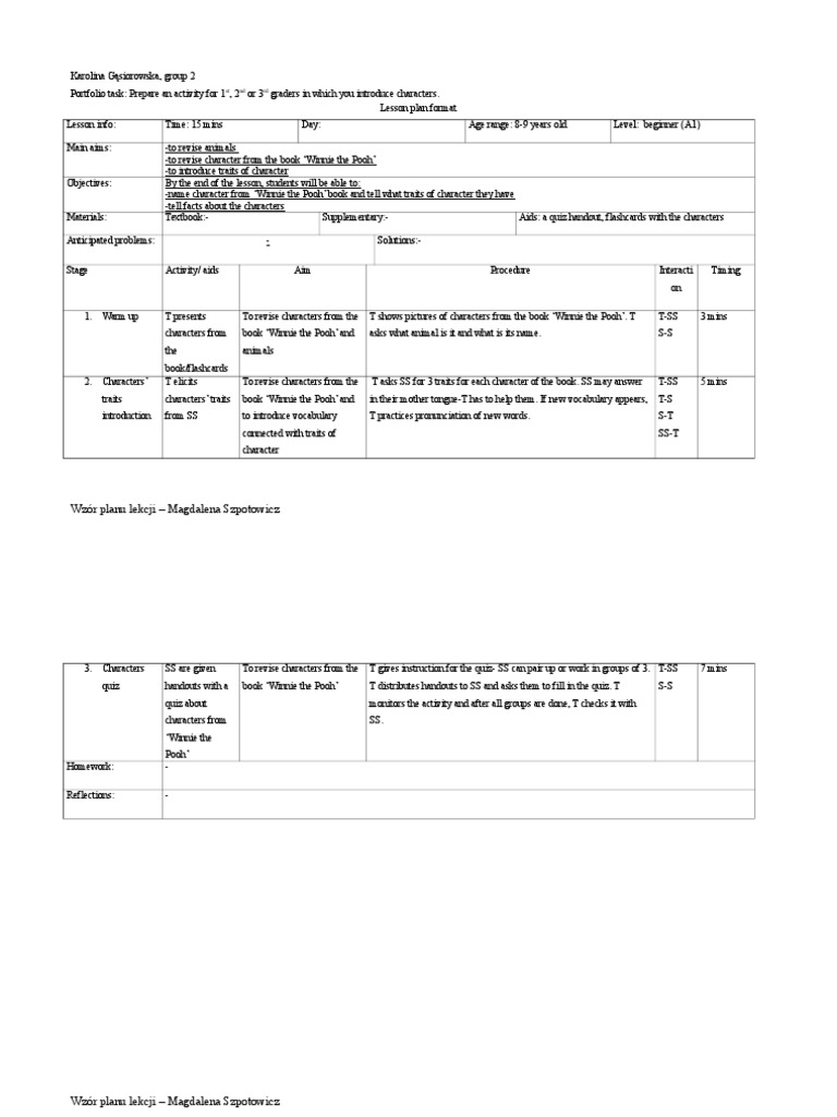 Winnie The Pooh Activity | PDF | Teaching | Educational Psychology