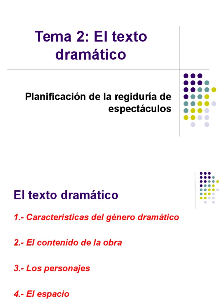 Tema 2 El Texto Dramático | PDF | Teatro musical | Teatro