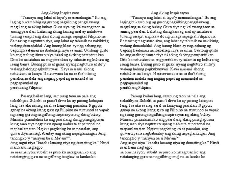 Ang Aking Inspirasyon (Aspekto NG Pandiwa) | PDF