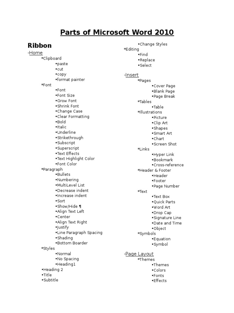 Parts of Microsoft Word 2010 | PDF | Microsoft Word | Citation