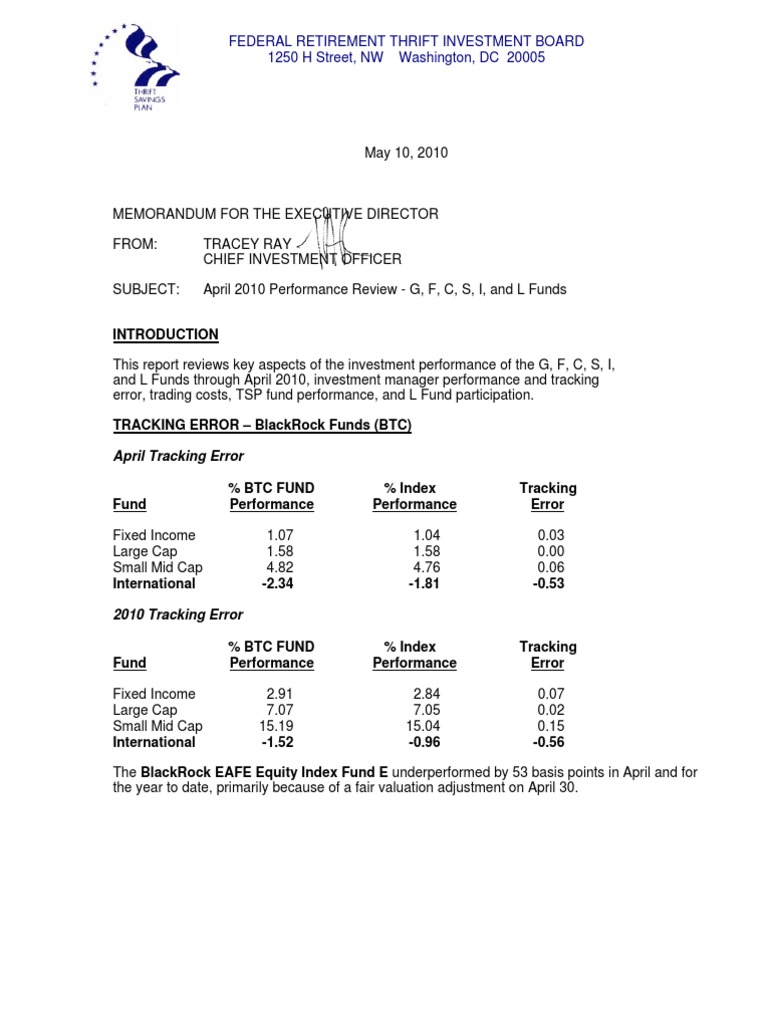 April 2010 TSP Performance | PDF | Economy Of The United States ...