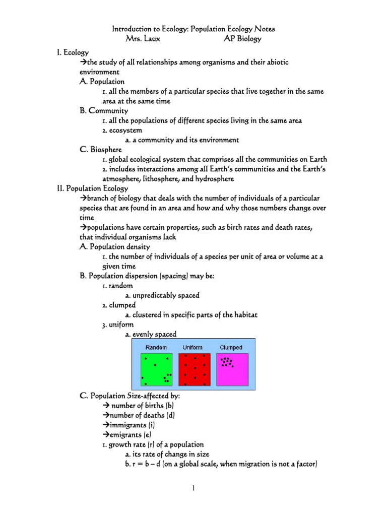 Intro Ecology Notes | PDF | Population Growth | Ecology