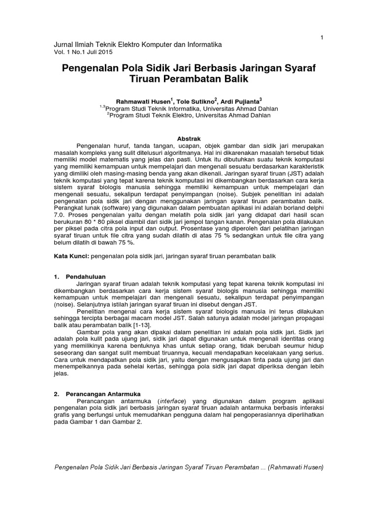 Pola Sidik Jari Hebb Rule PDF | PDF