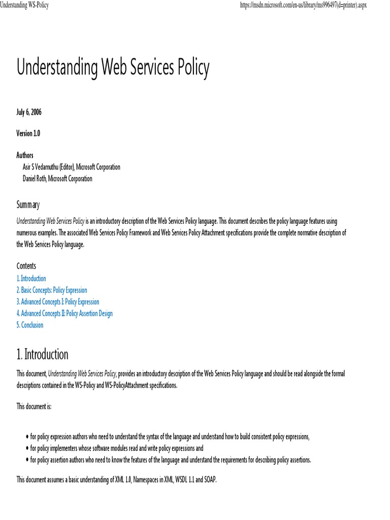 Understanding WS Policy | PDF | Web Service | Soap