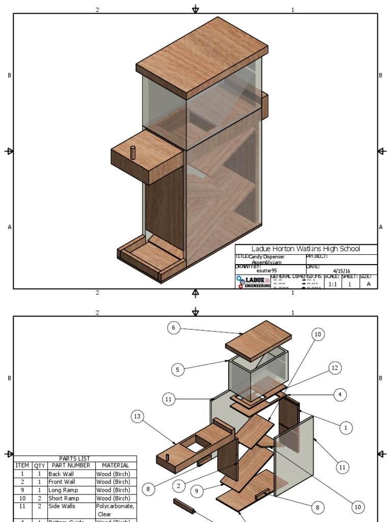 Candy Dispenser Technical Drawings | PDF | Crafts | Engineering