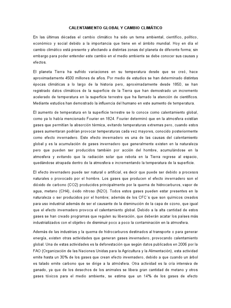 Calentamiento Global y Cambio Climatico | PDF | Cambio climático ...