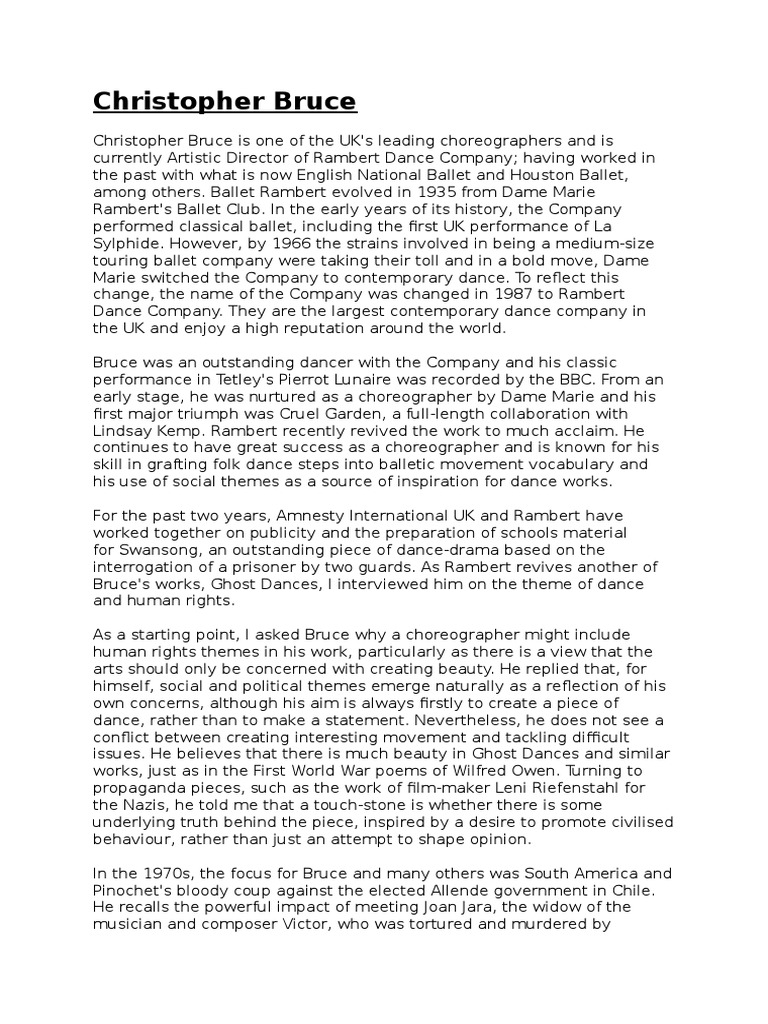 Christopher Bruce | PDF | Ballet | Dances