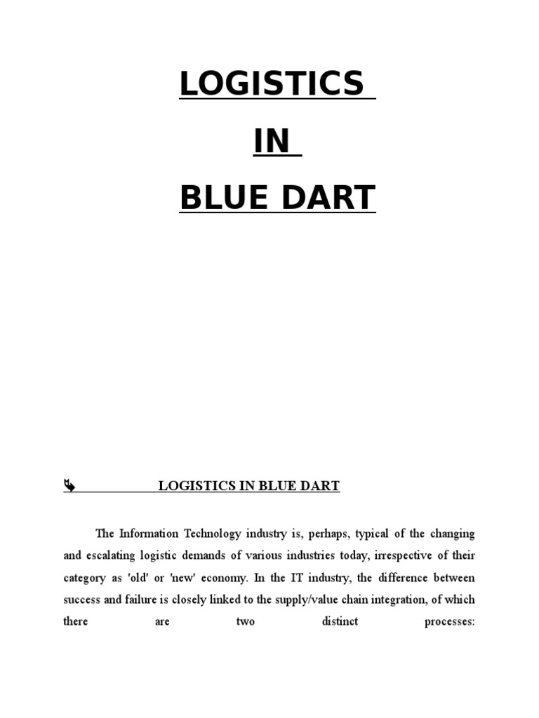 Logistics in Blue Dart | PDF | Logistics | Supply Chain