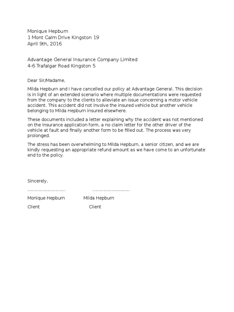 No Claim Letter For Accident | PDF