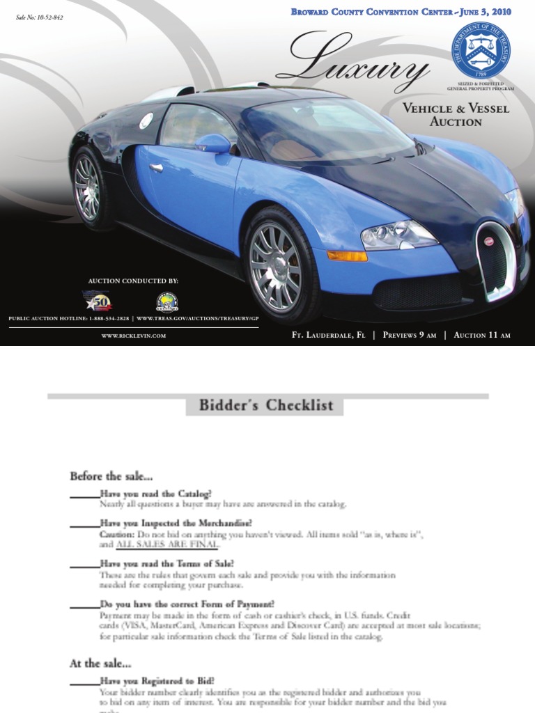 Brochure For Auction of Scott Rothstein Luxury Vehicles | PDF ...