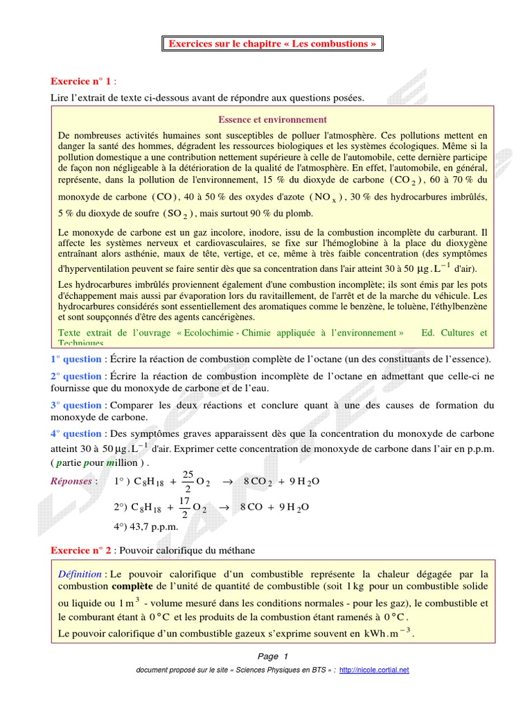 Web Combustions Ex | PDF | Monoxyde de carbone | La combustion