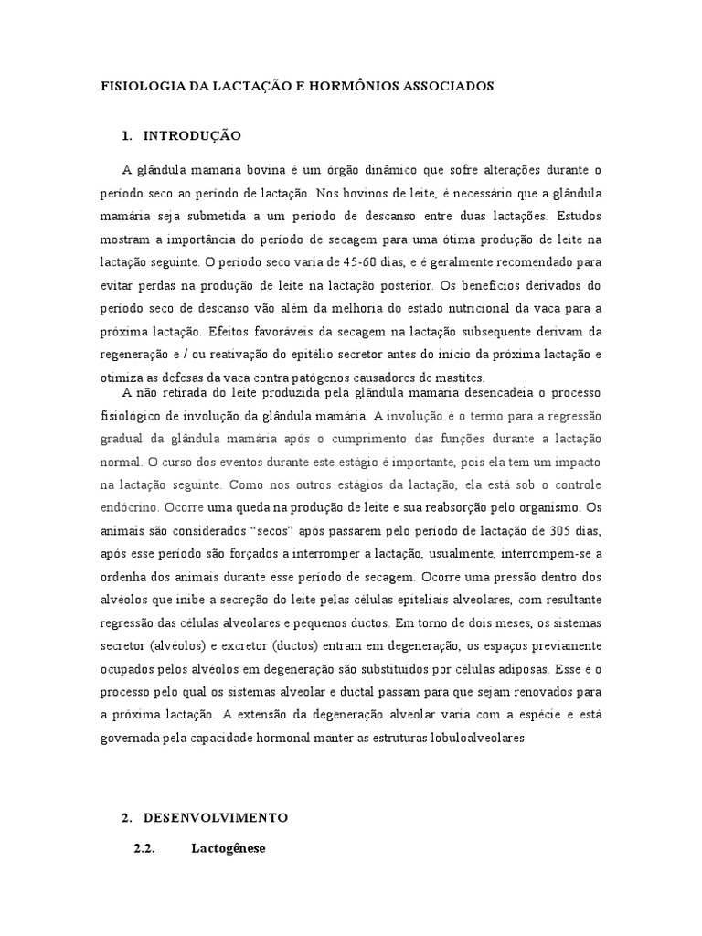 Fisiologia da Lactação Bovina | PDF | Leite | Órgão (anatomia)