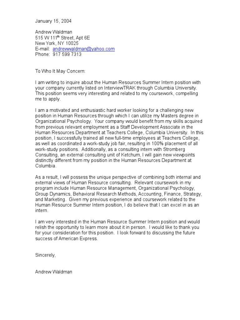 American Express Cover Letter | PDF