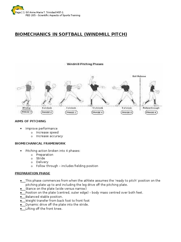 Biomechanics in Softball (Windmill Pitch) | PDF | Science & Mathematics ...