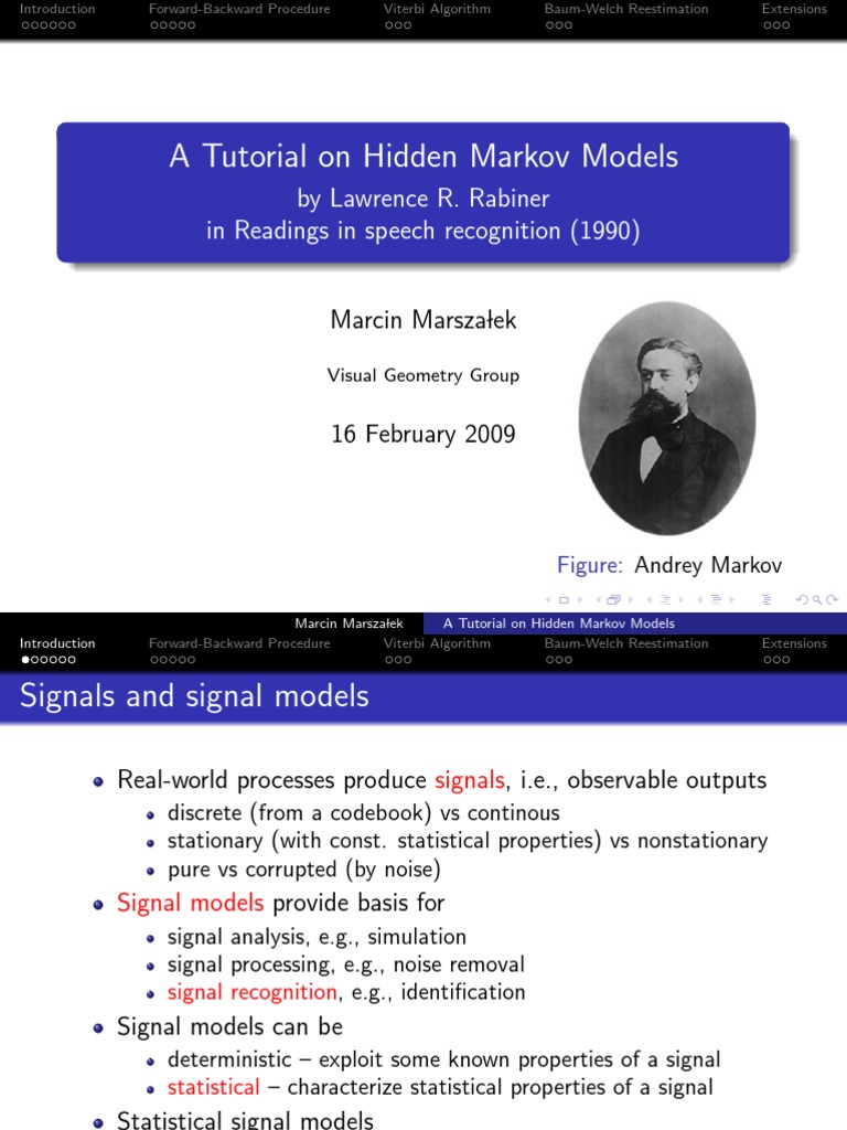 A Tutorial On Hidden Markov Models PDF | PDF | Markov Chain ...