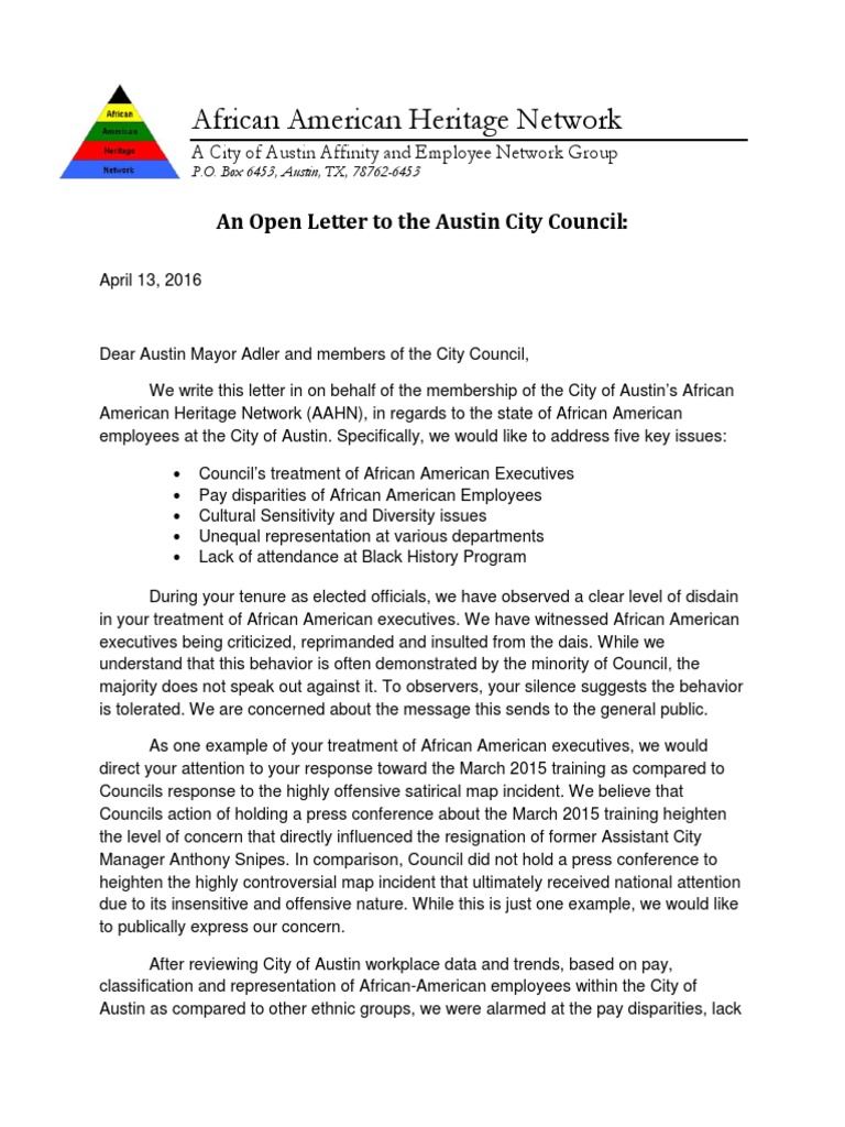 An Open Letter To Austin Council From AAHN | PDF | Race And Ethnicity ...