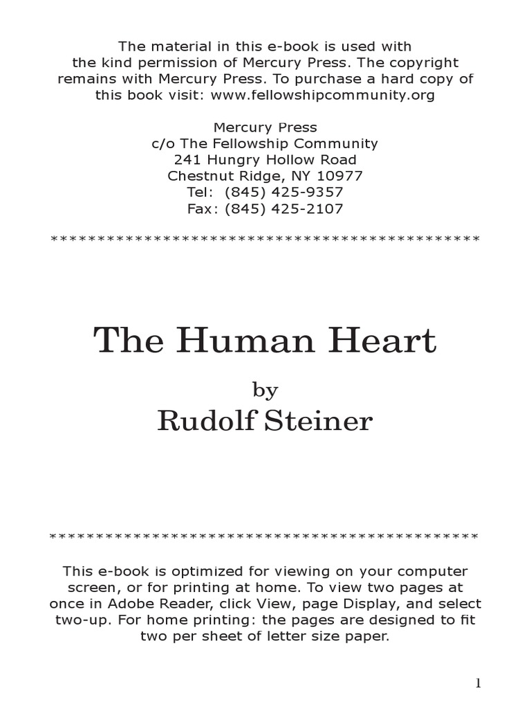 The Human Heart: Rudolf Steiner | PDF | Karma | Soul