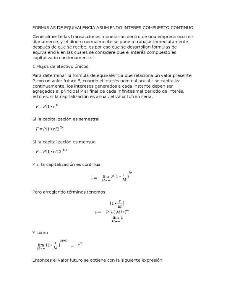 Interes Compuesto Continuo | PDF | Interés | Enseñanza de matemática