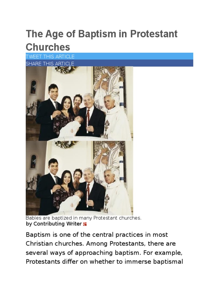 The Age of Baptism in Protestant Churches | PDF | Baptism | Protestantism