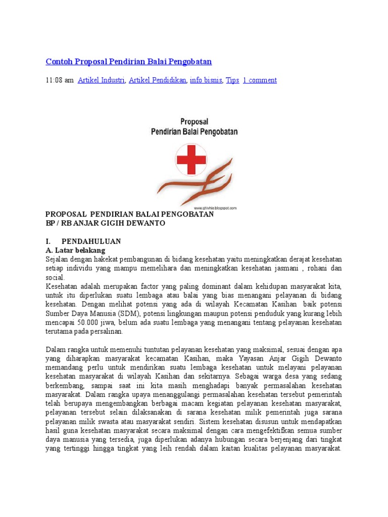Contoh Proposal Pendirian Balai Pengobatan | PDF
