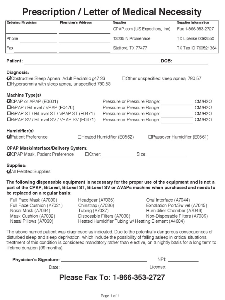 CPAP Prescription and Medical Necessity | PDF | Self-Improvement | Wellness