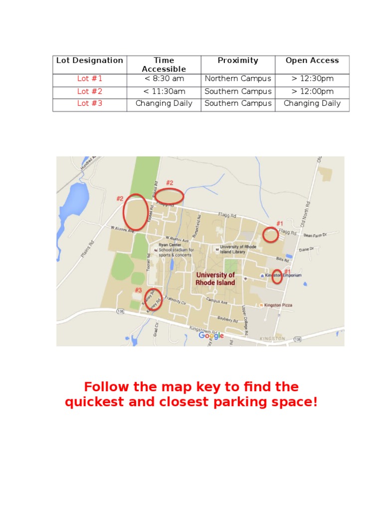 Campus Parking Lot Schedule | PDF | Science & Mathematics