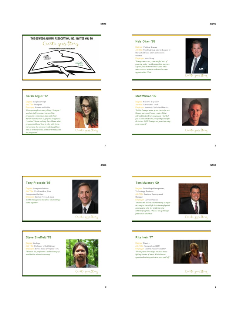 SUNY Oswego Alumni Success Stories | PDF | Further Education | Science