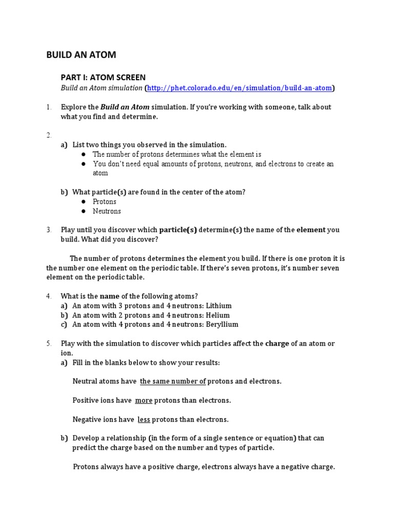 Chemistry Buildanatom Studentmegankirk | PDF | Atoms | Proton
