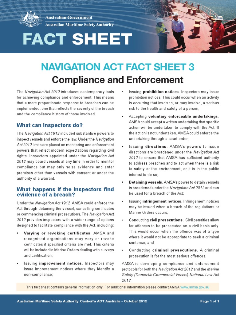 Sheet: Navigation Act Fact Sheet 3 | PDF | Regulatory Compliance ...