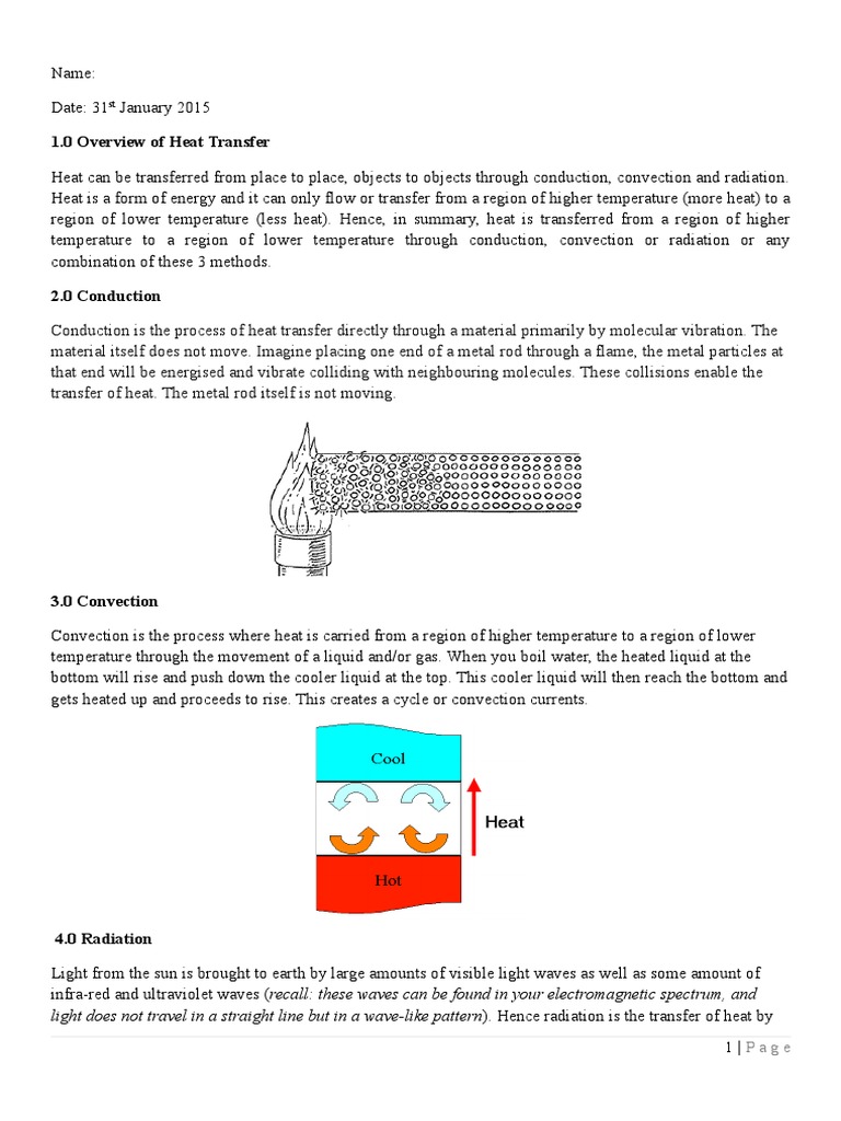 Secondary Two Science Worksheet Types of Heat Transfer 31jan2015 | PDF ...