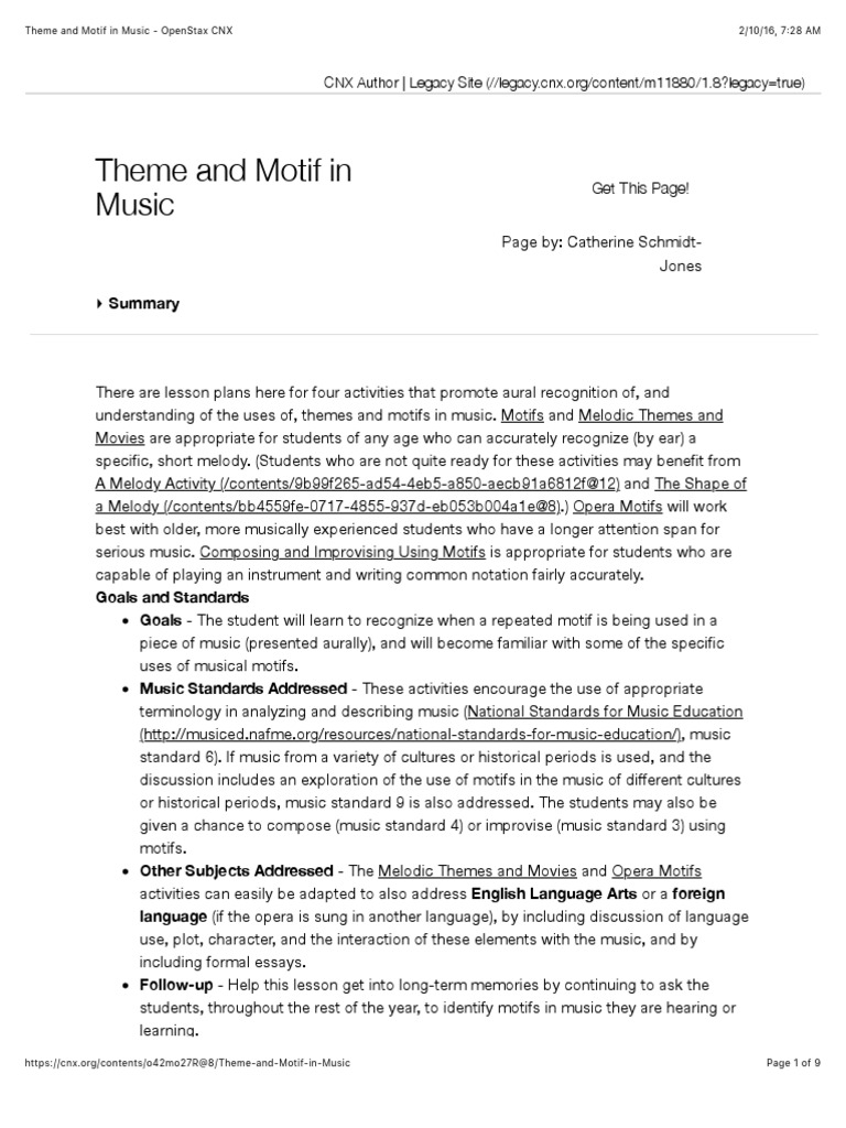 Theme and Motif in Music | PDF | Ragtime | Musical Compositions