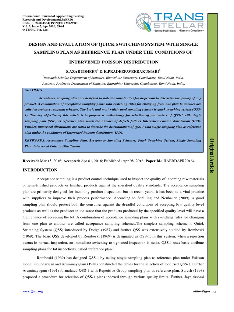 IJAERD - Design and Evaluation of Quick Switching System With Single Sampling | PDF | Sampling ...