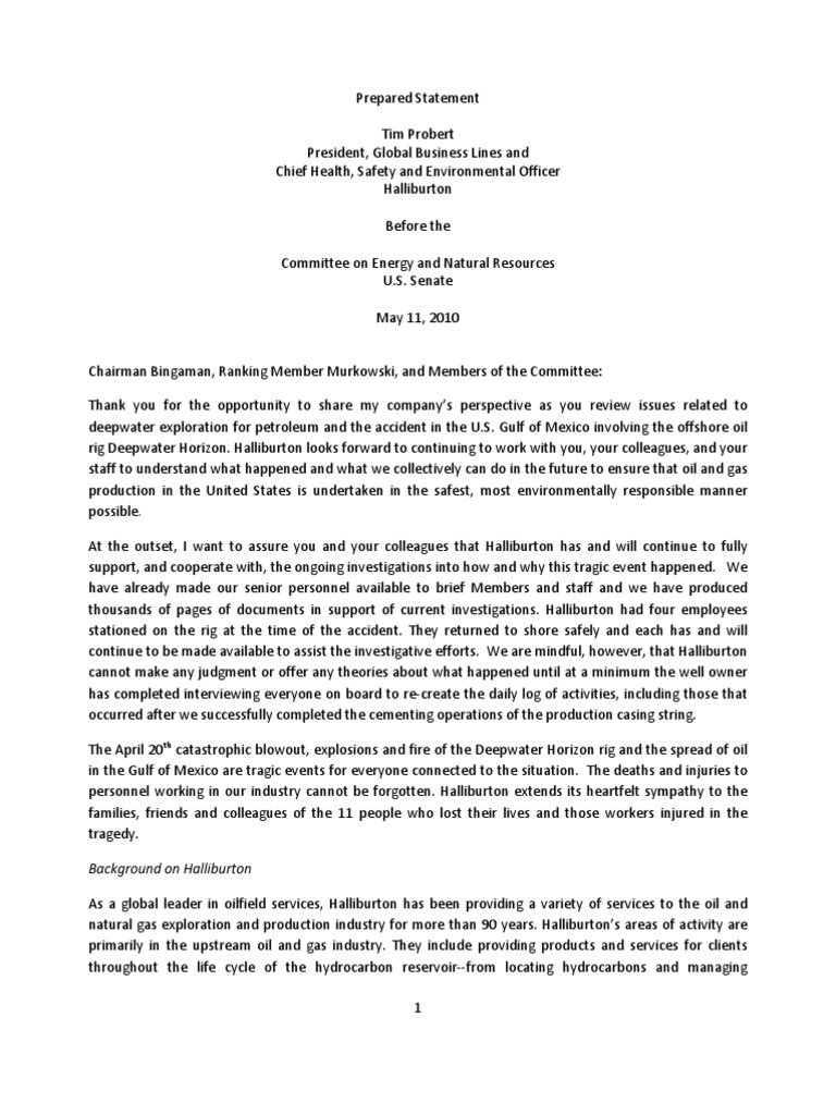 Probert, Testimony, 05.11.10 | PDF | Halliburton | Casing (Borehole)