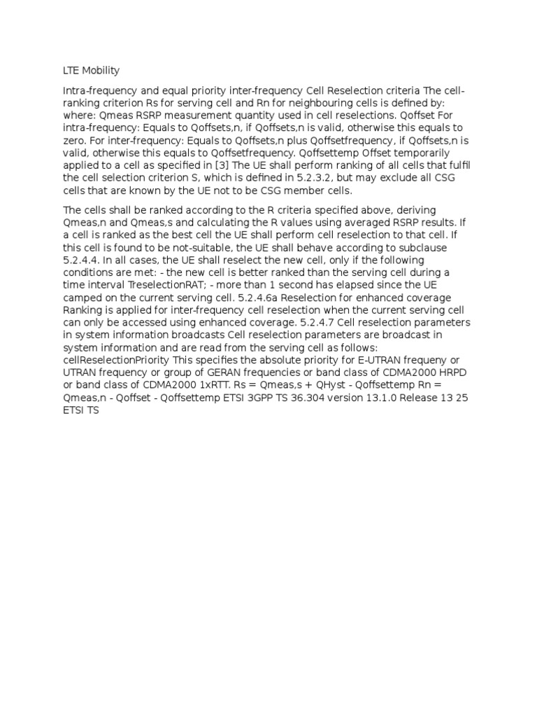 LTE Mobility Strategy | PDF