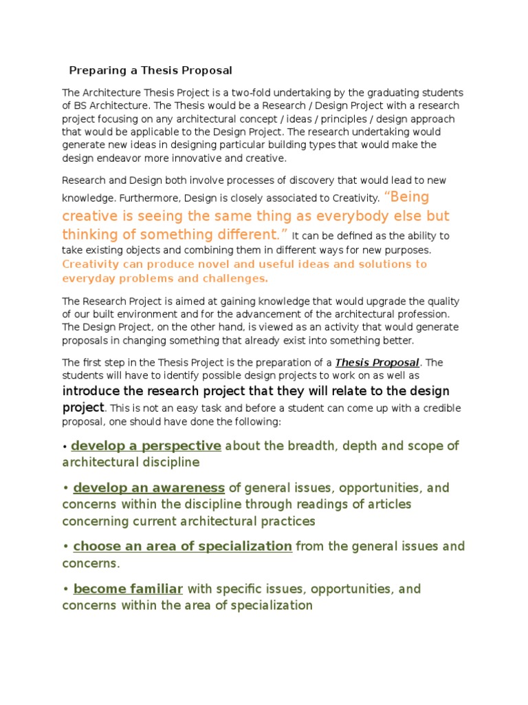 Preparing a Thesis Proposal | Design | Creativity