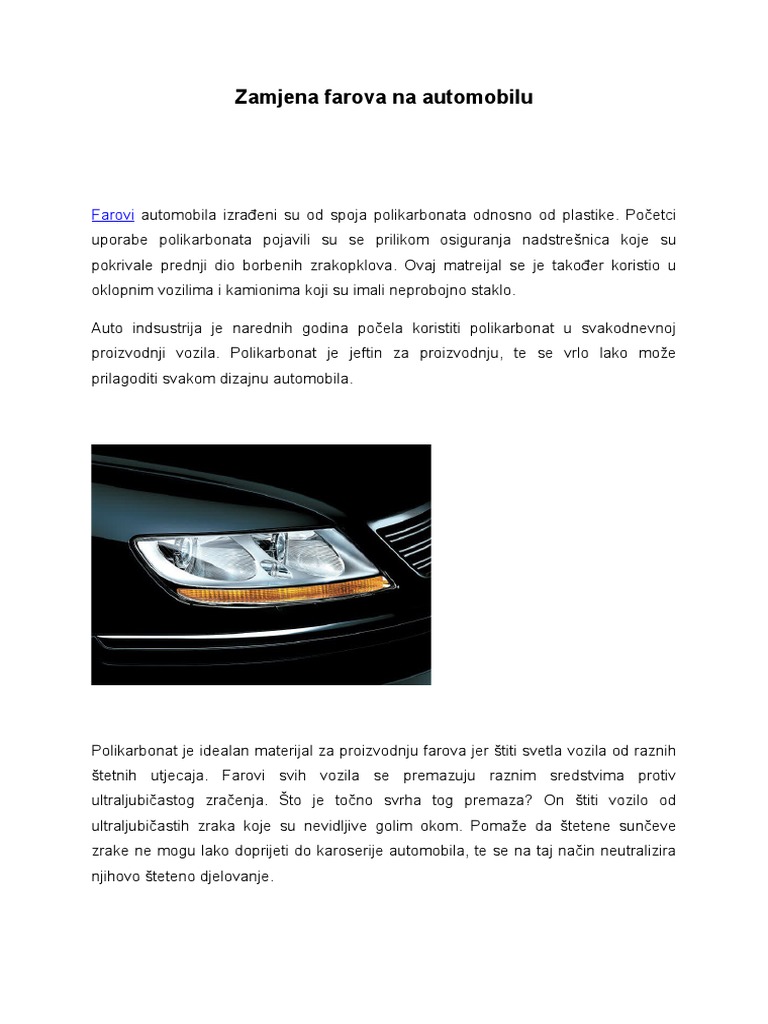 Zamjena Farova Na Automobilu | PDF