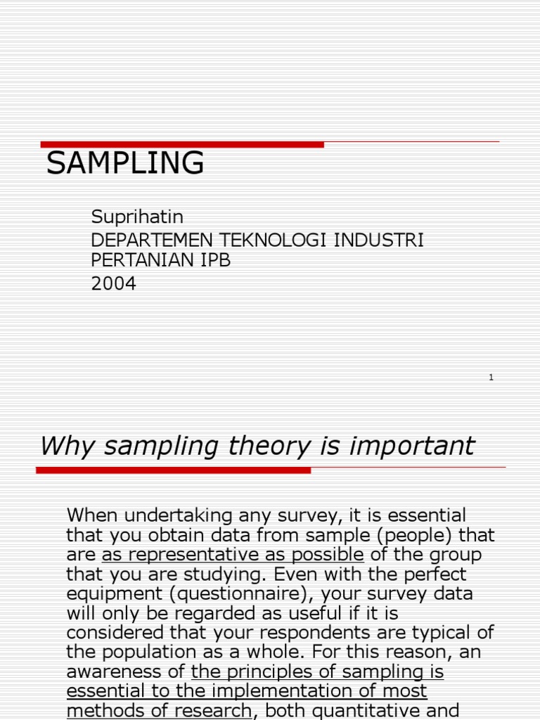 Sampling Suprihatin Departemen Teknologi Industri Pertanian Ipb 2004