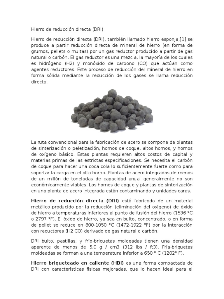 Hierro de Reducción Directa | PDF | Hierro | Redox
