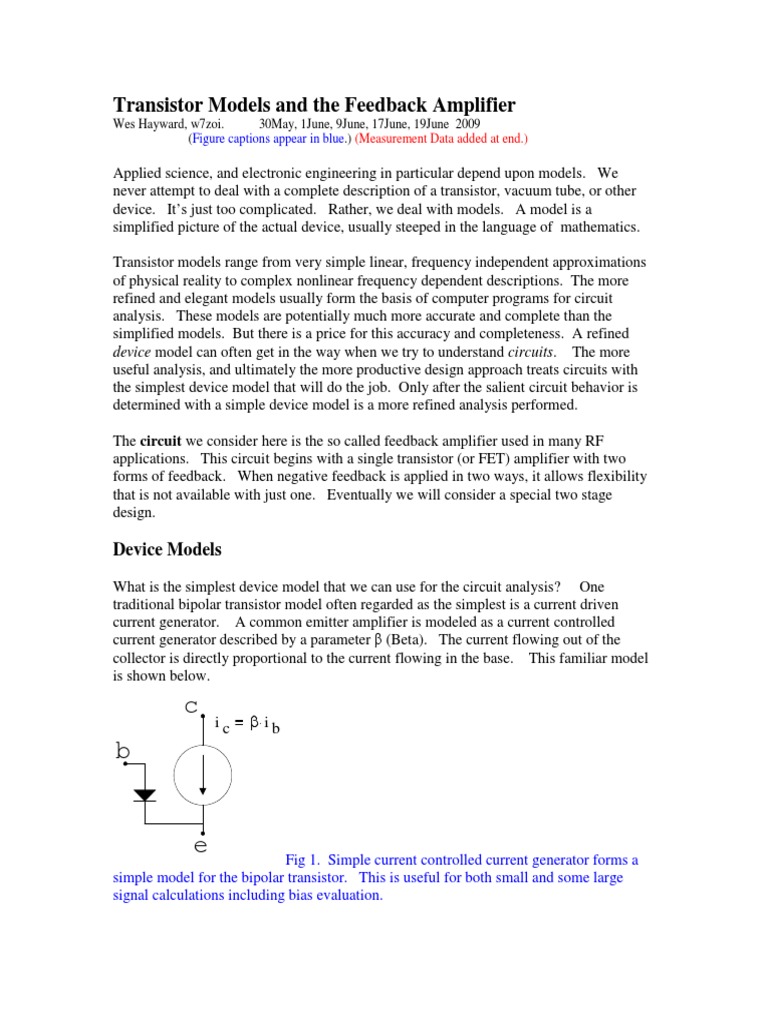 Microsoft Word - Transistor Models and The Feedback Amp - Docmicrosoft ...