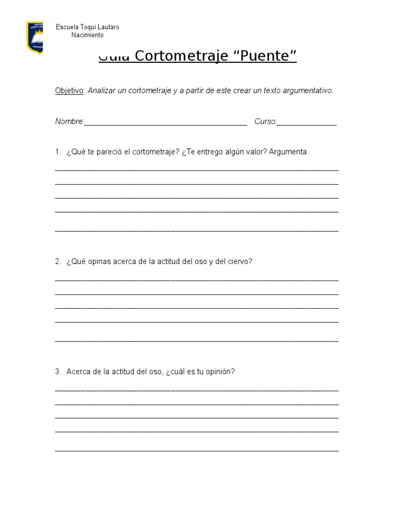 Guía Cortometraje Puente | PDF