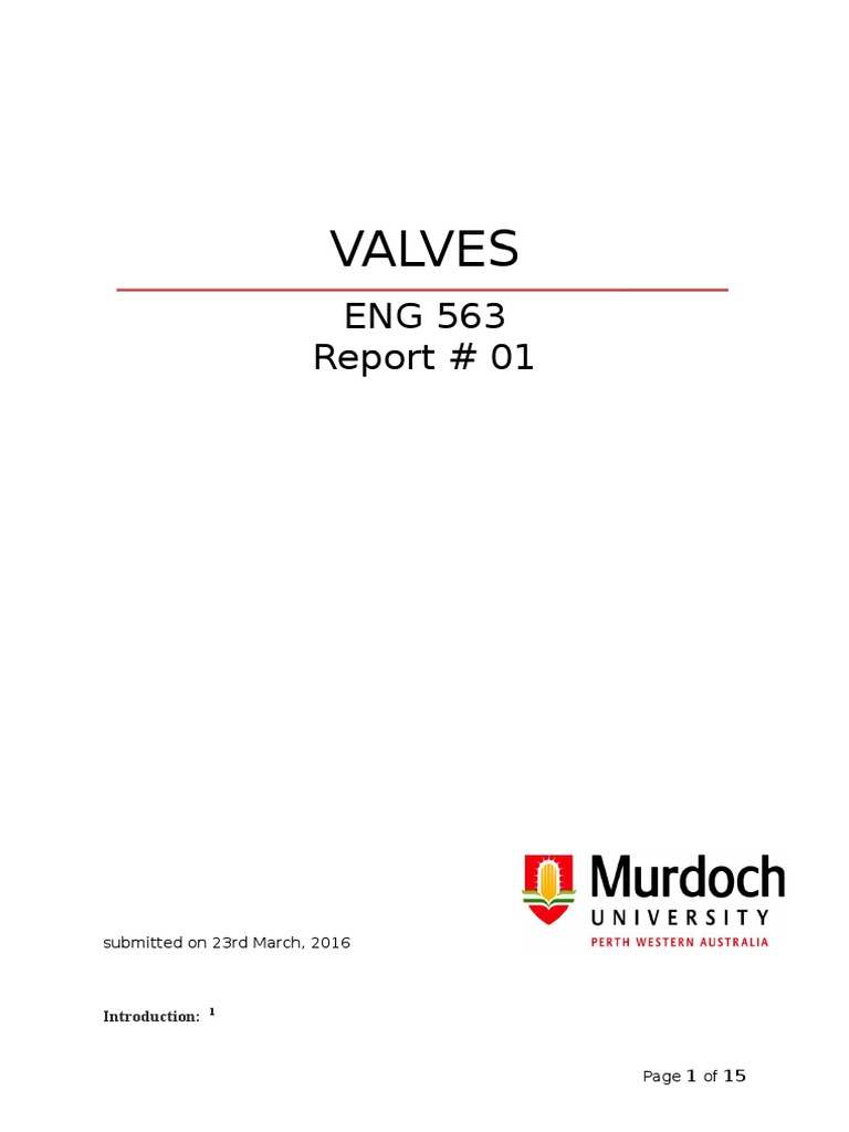 Report On Valves | PDF | Valve | Machines